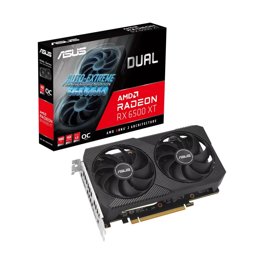 VGA ASUS RADEON RX 6500XT DUAL O4G V2 - 4GB GDDR6